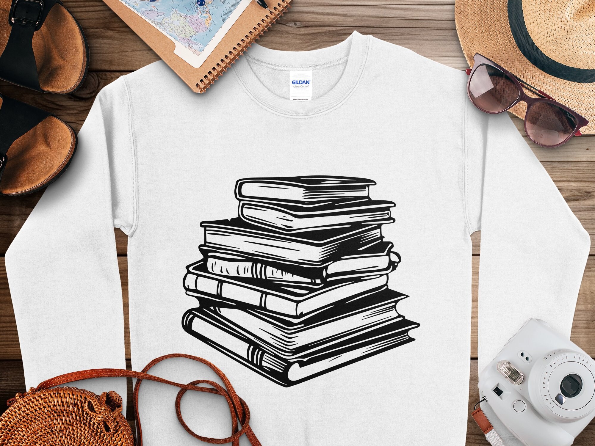 BOOK STACK TOWER Svg, Book Pile Svg Files for Cricut, Library Book ...