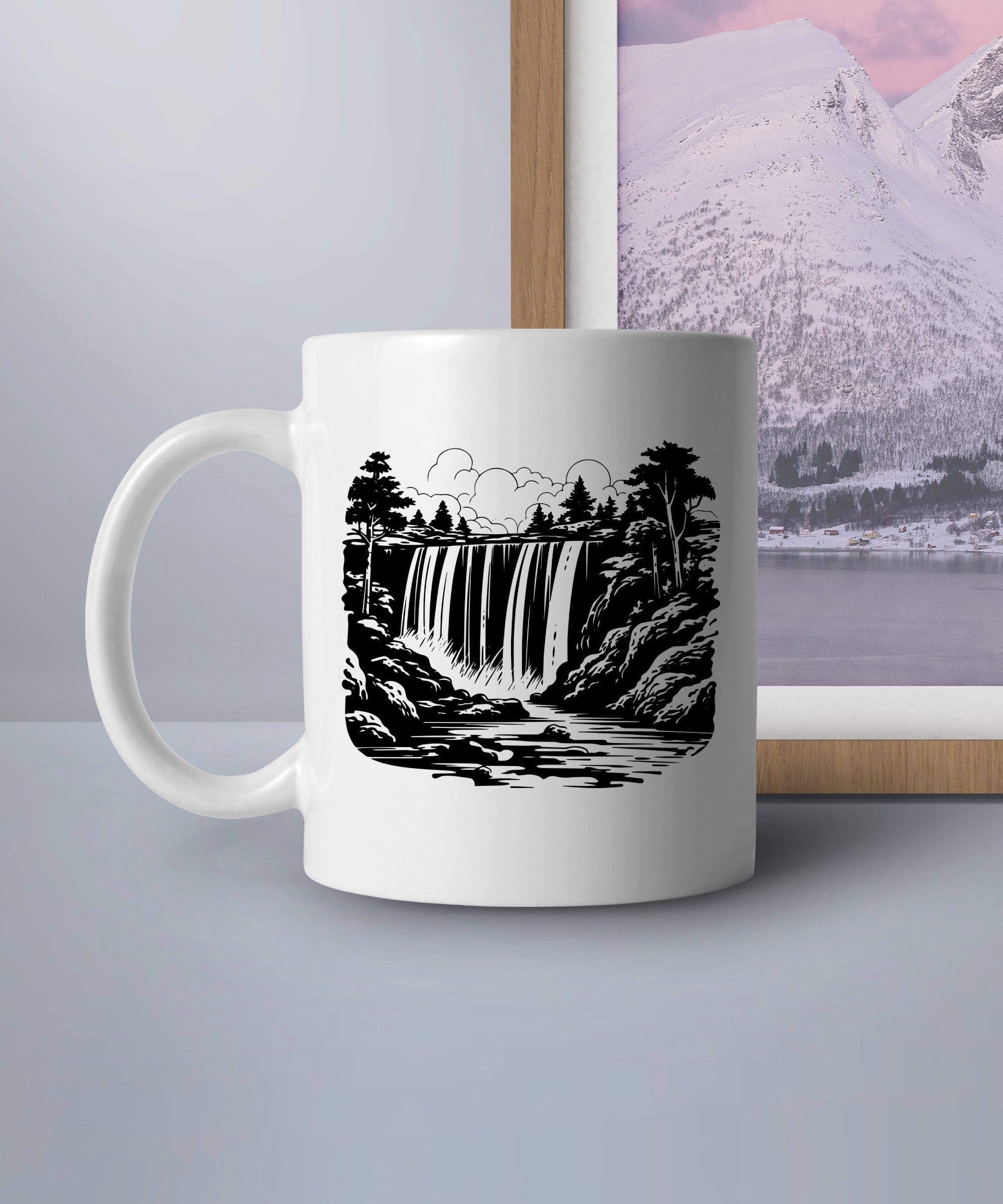 SCENIC WATER FALLS Svg, Cascade Scene Svg Files for Cricut, Rustic ...