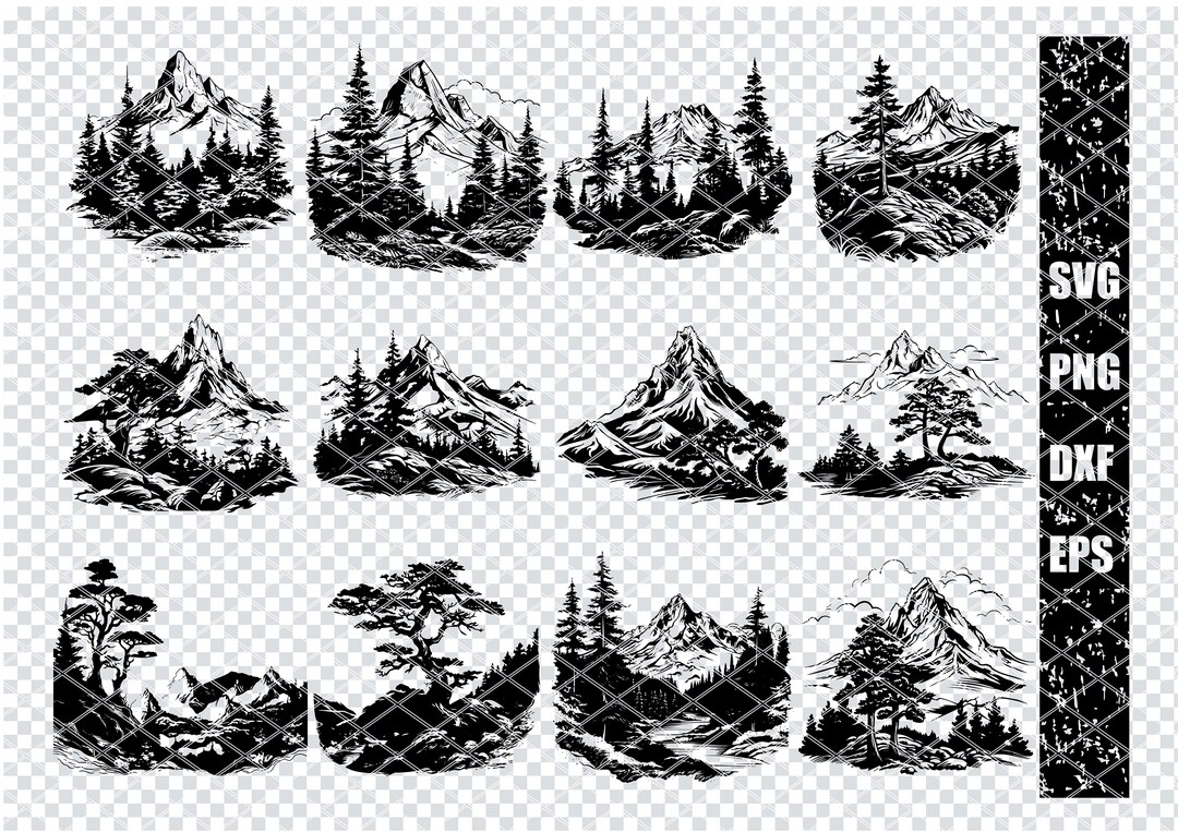 MOUNTAIN PINE TREES Svg, Mountain Nature Forest Svg Files for Cricut ...