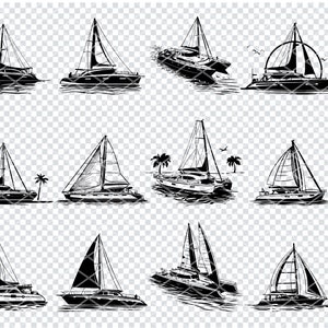 CATAMARAN TWIN HULL Boat Svg, Double Sailboat Svg Files for Cricut ...