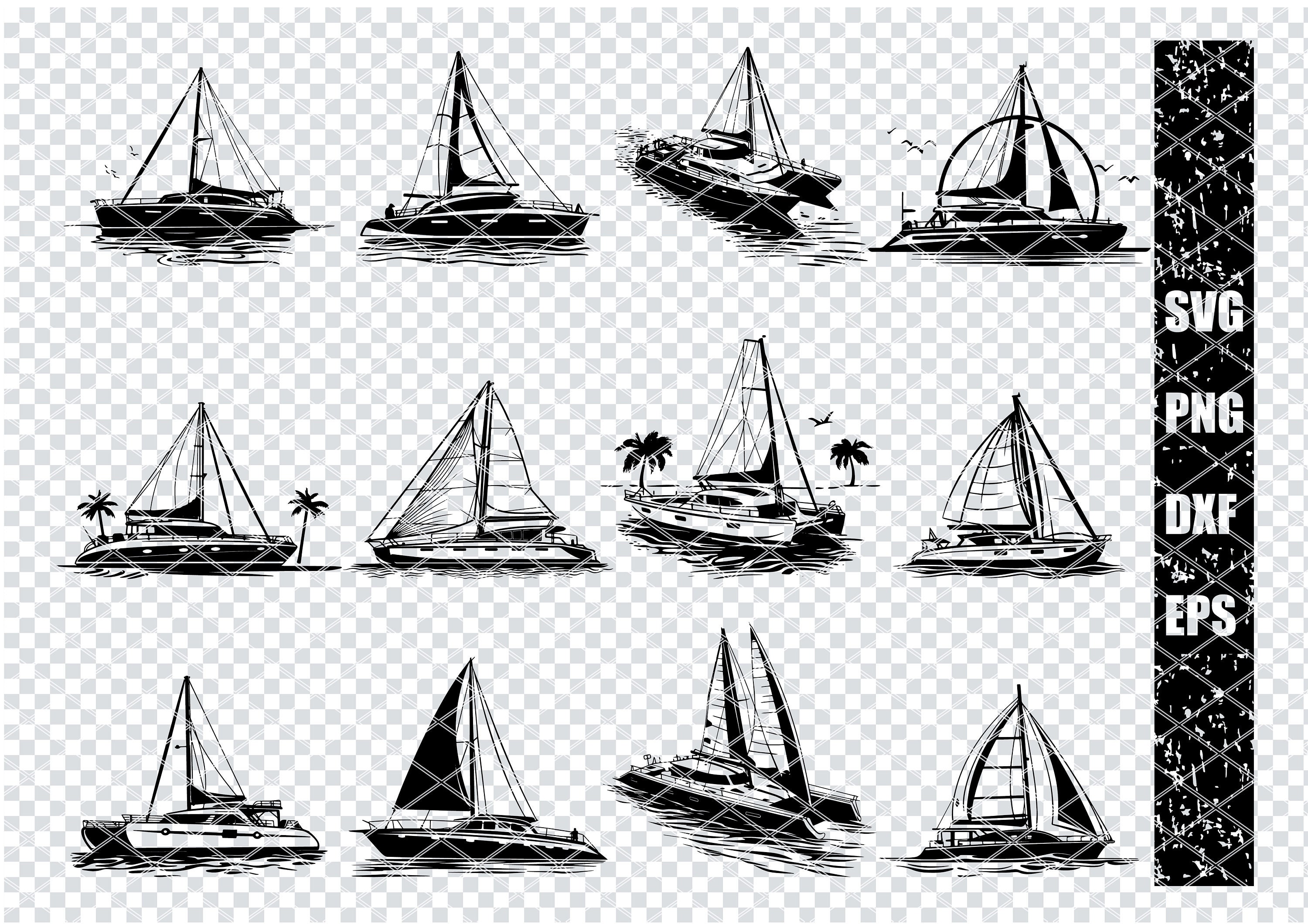 CATAMARAN TWIN HULL Boat Svg, Double Sailboat Svg Files for Cricut ...