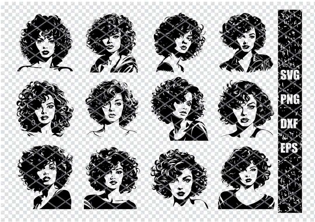 CURLY HAIRED WOMAN Svg, Curly Wavy Locks Svg Files for Cricut, Curly ...