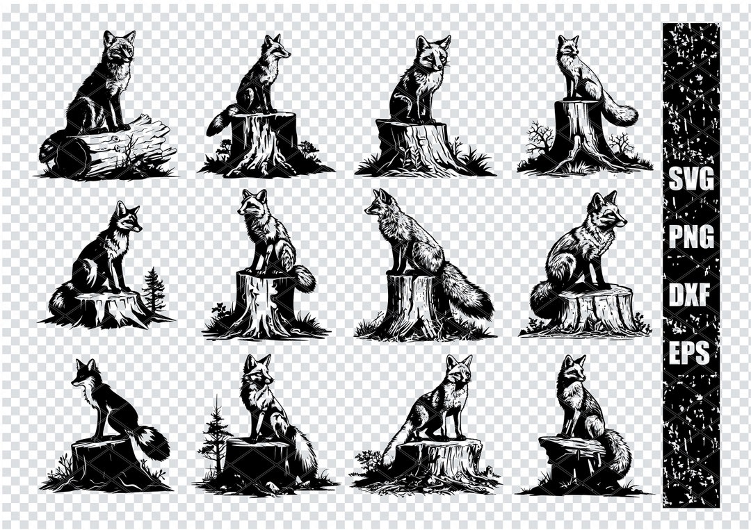 FOX SVG, FOX on Stump Clipart, Fox Svg Cut Files for Cricut, Fox ...