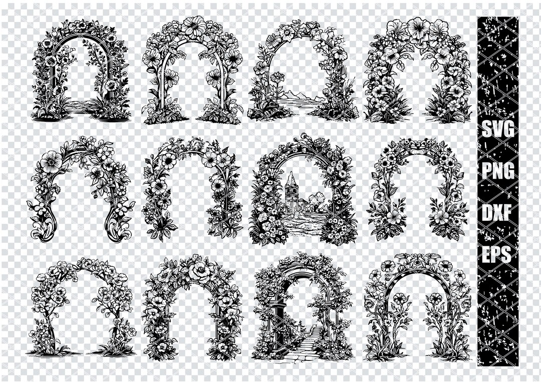 WEDDING FLORAL ARCH Svg, Boho Floral Arch Svg Files for Cricut, Floral ...