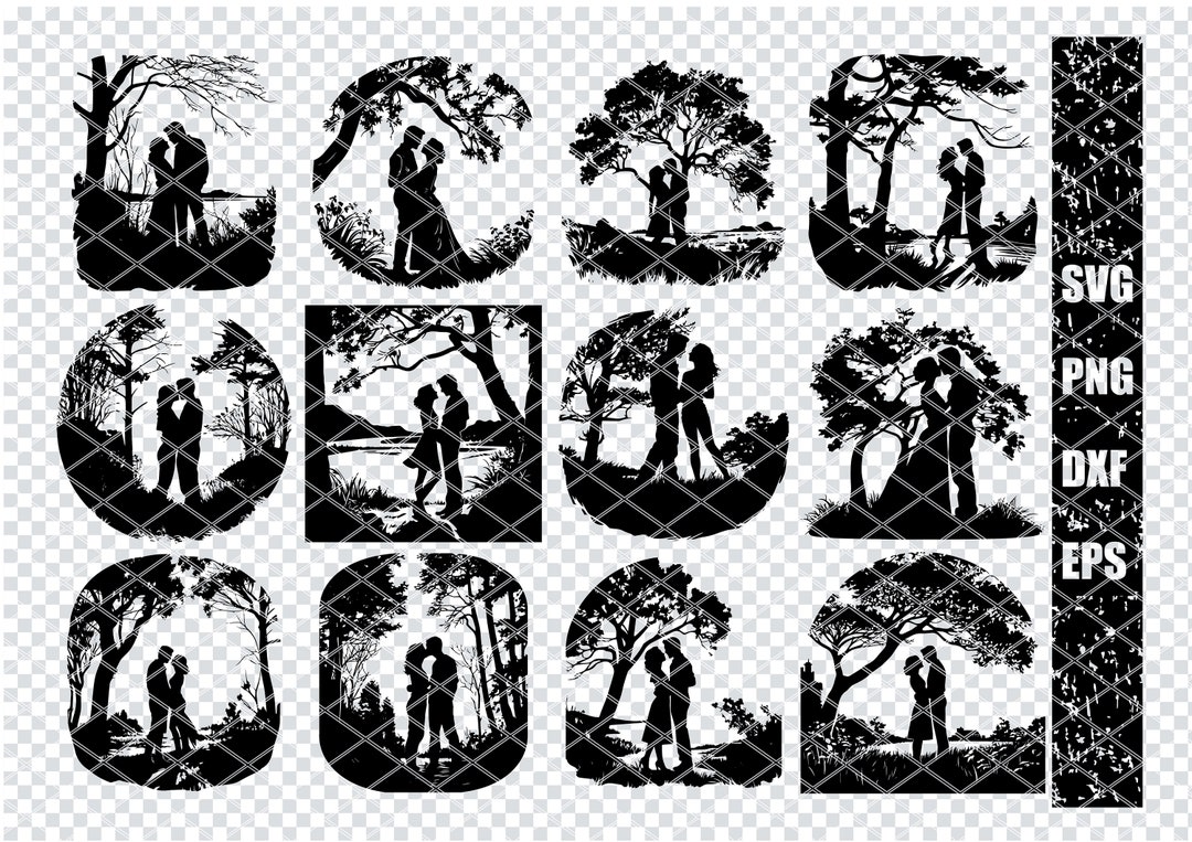 COUPLE by TREES SVG, Romantic Pair by Moon Svg Files for Cricut, Couple ...