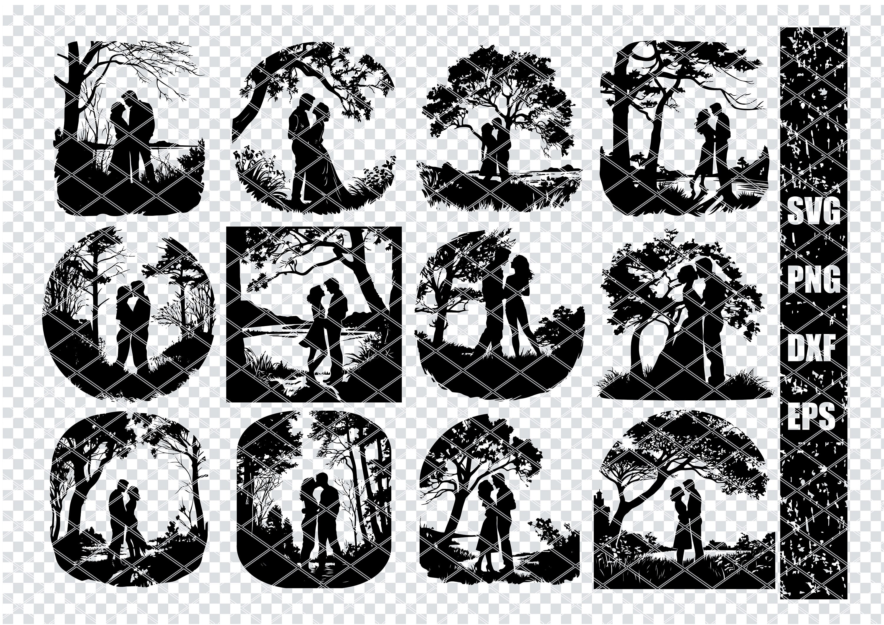 COUPLE by TREES SVG, Romantic Pair by Moon Svg Files for Cricut, Couple ...