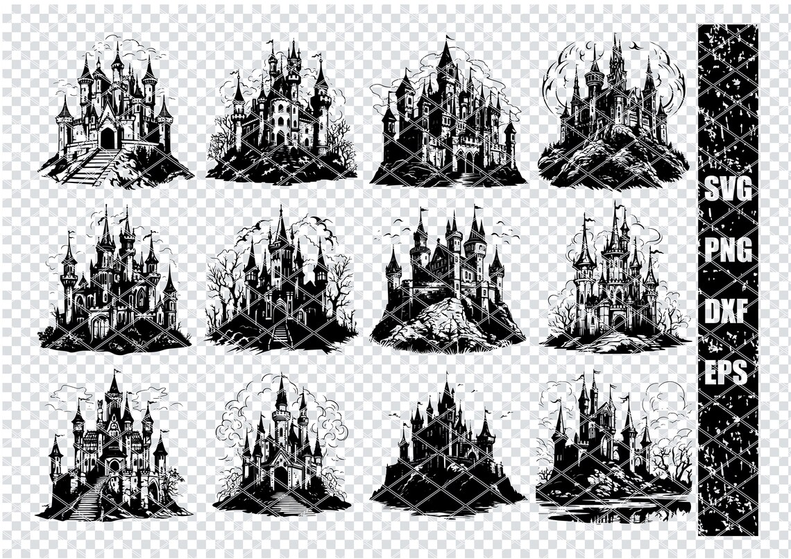 GOTHIC MEDIEVAL CASTLE Svg, Gothic Manor Svg Files for Cricut, Gothic ...