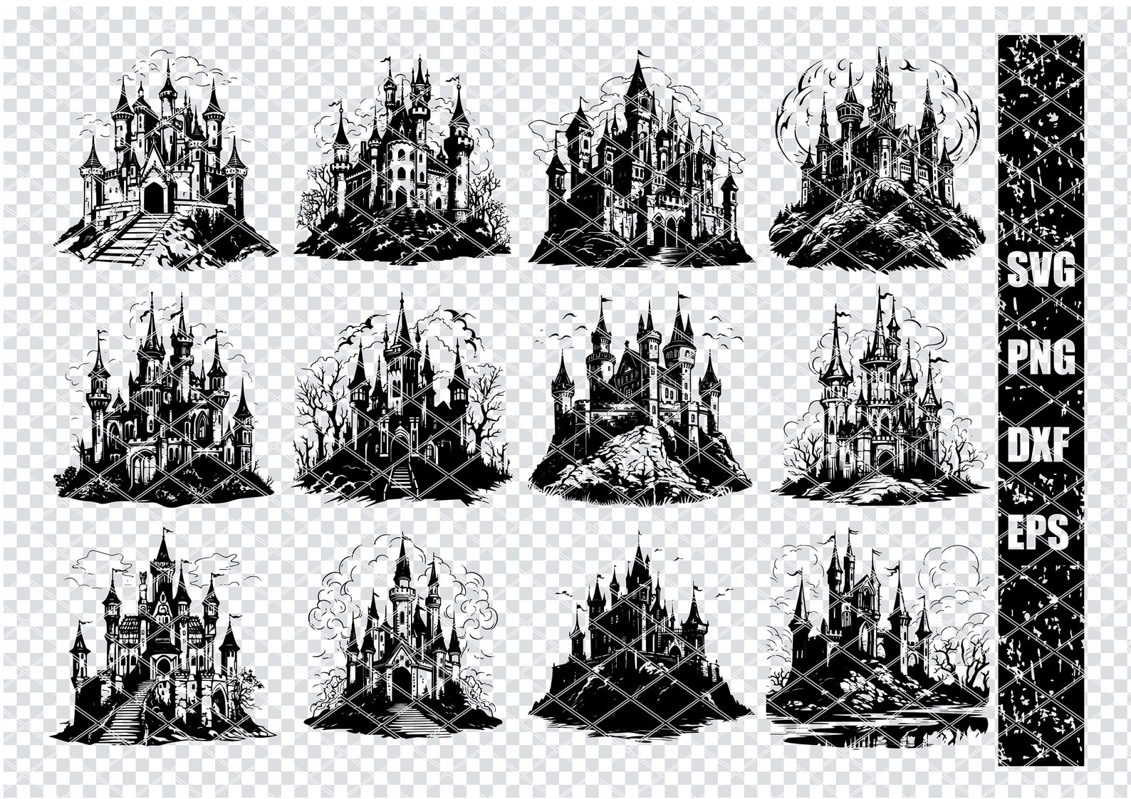 GOTHIC MEDIEVAL CASTLE Svg, Gothic Manor Svg Files for Cricut, Gothic ...