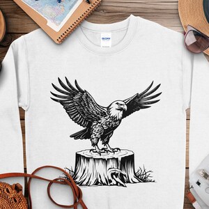 BALD EAGLE on STUMP Svg, Eagle Clipart, Evergreen Pines Svg Files for ...