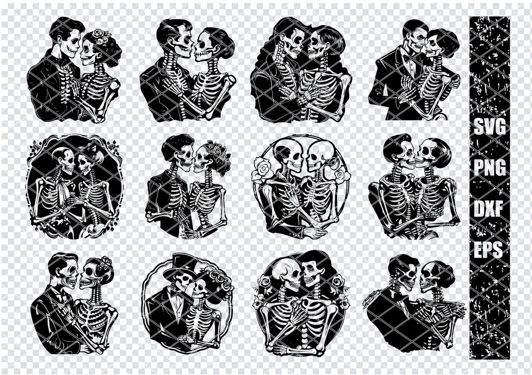 SKELETON COUPLE LOVERS Svg, Skeleton Couple Pair Svg Files for Cricut ...