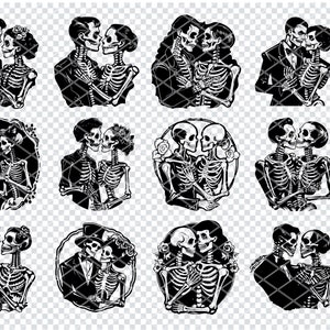 SKELETON COUPLE LOVERS Svg, Skeleton Couple Pair Svg Files for Cricut ...