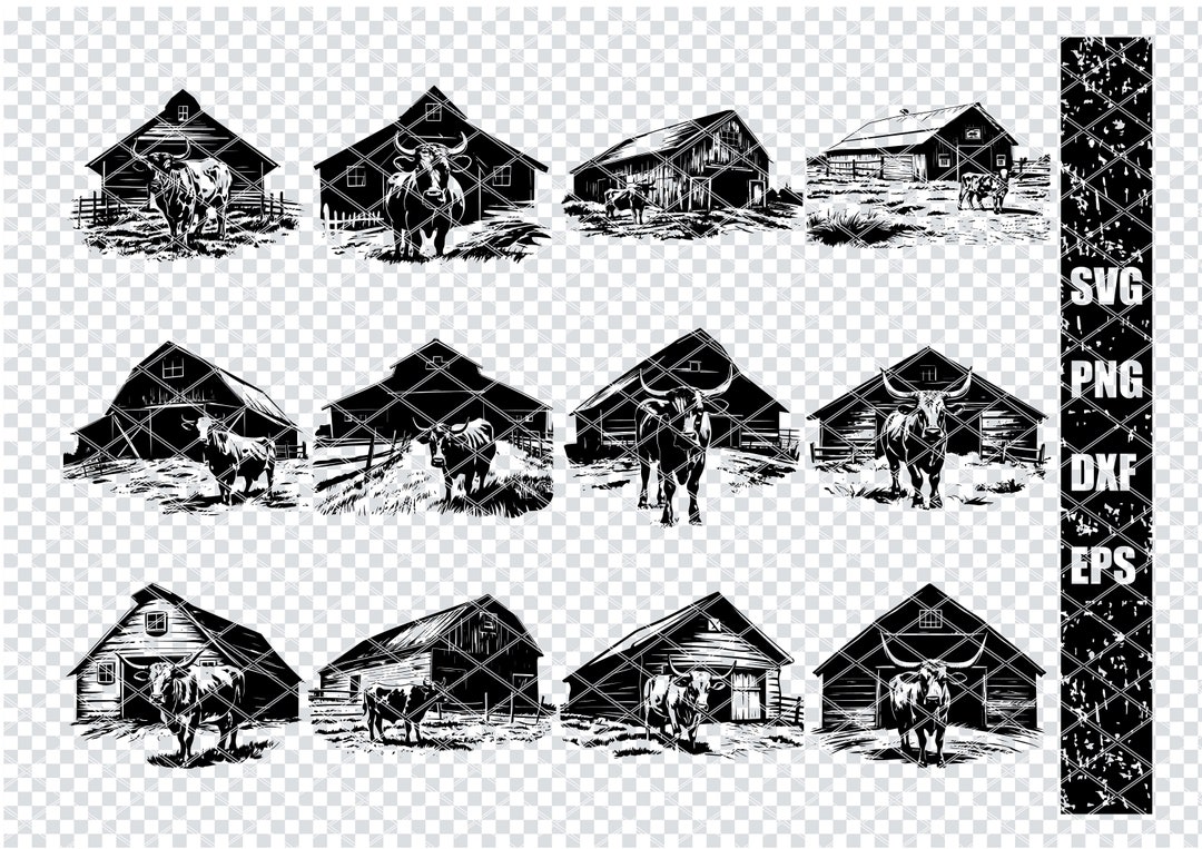 CATTLE BARN SVG, Bovine Ranch Svg Files for Cricut, Heifer Cow Clipart ...