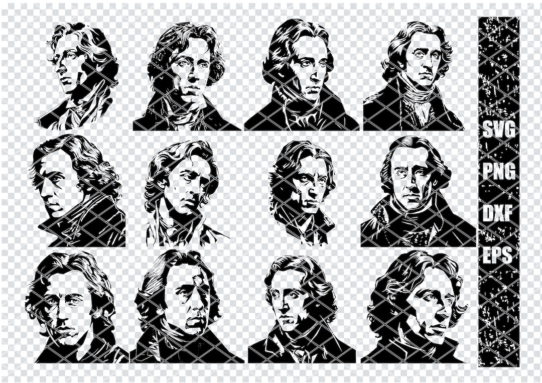 FREDERIC CHOPIN PORTRAIT Svg, Frederic Chopin Portrait Svg Files for ...