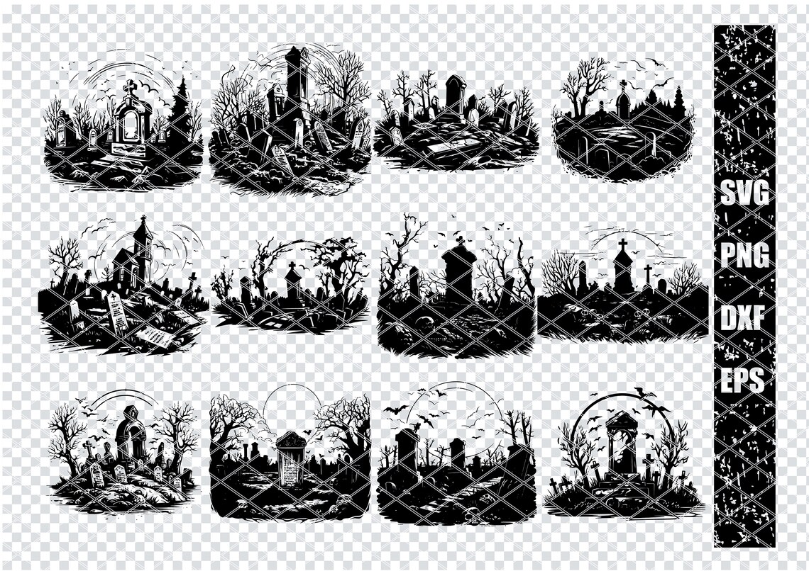 GRAVEYARD TOMBSTONES SVG, Cemetery Headstones Svg Files for Cricut ...