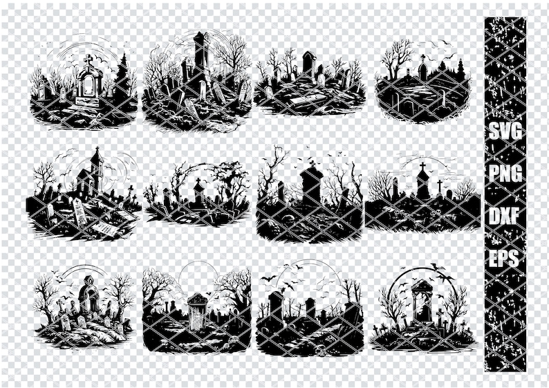 GRAVEYARD TOMBSTONES SVG, Cemetery Headstones Svg Files for Cricut ...