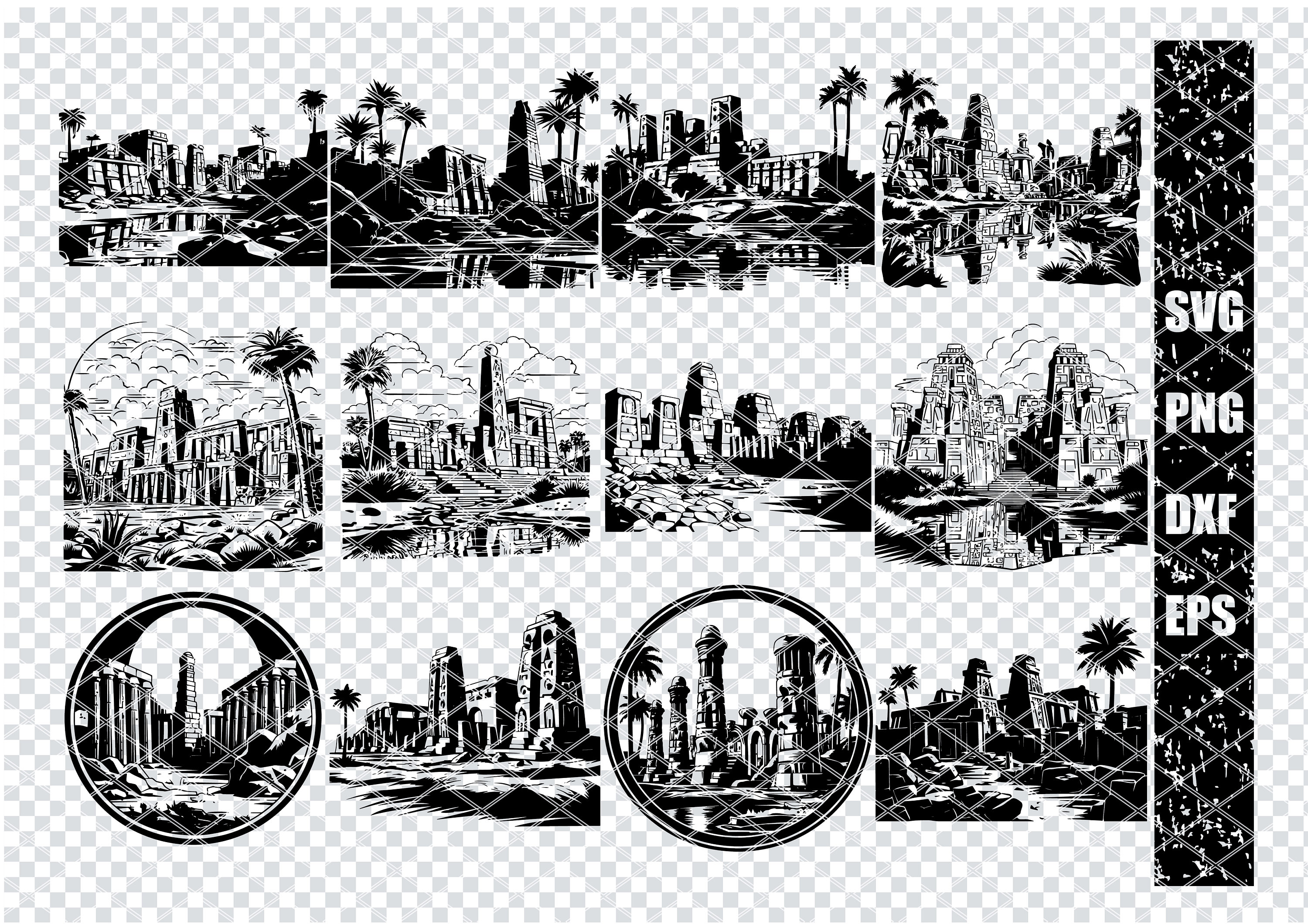 KARNAK TEMPLE COMPLEX Svg, Karnak Temple Desert Svg Files for Cricut ...