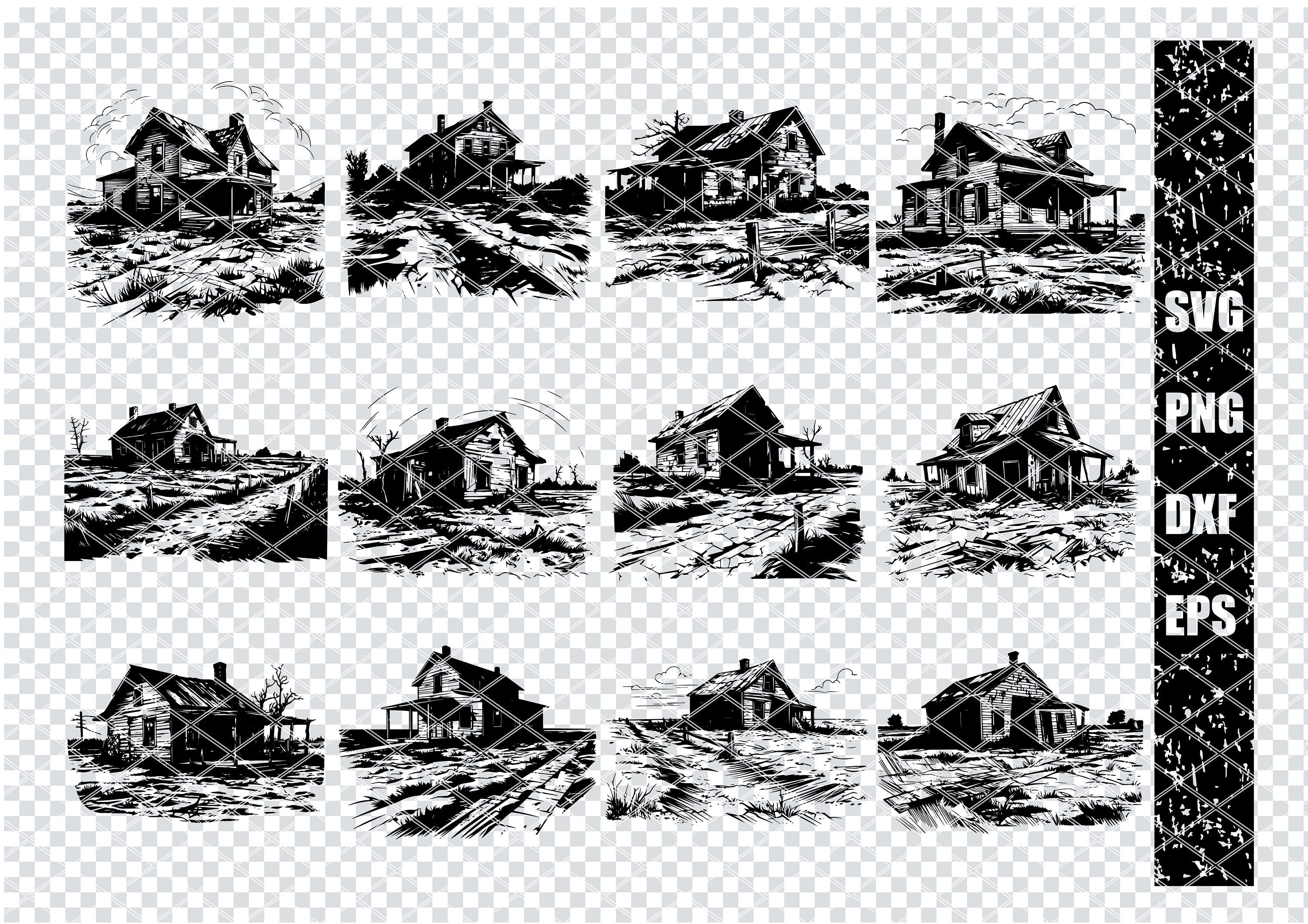 ABANDONED RUSTIC BARN Svg, Old Farm House Svg Files for Cricut, Abandoned Country Ranch Clipart ...