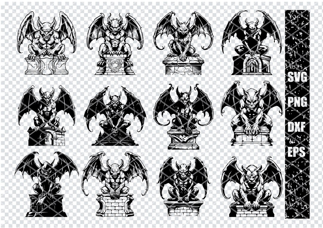 GOTHIC GARGOYLE STATUE Svg, Gothic Sculpted Gargoyle Svg Files for ...