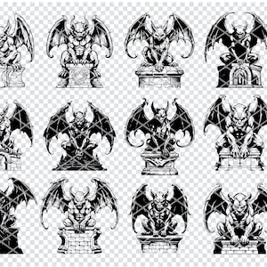 GOTHIC GARGOYLE STATUE Svg, Gothic Sculpted Gargoyle Svg Files for ...