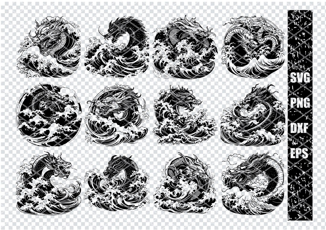 WAVE SEA DRAGON Svg, Sea Serpent Monster Svg Files for Cricut, Water ...