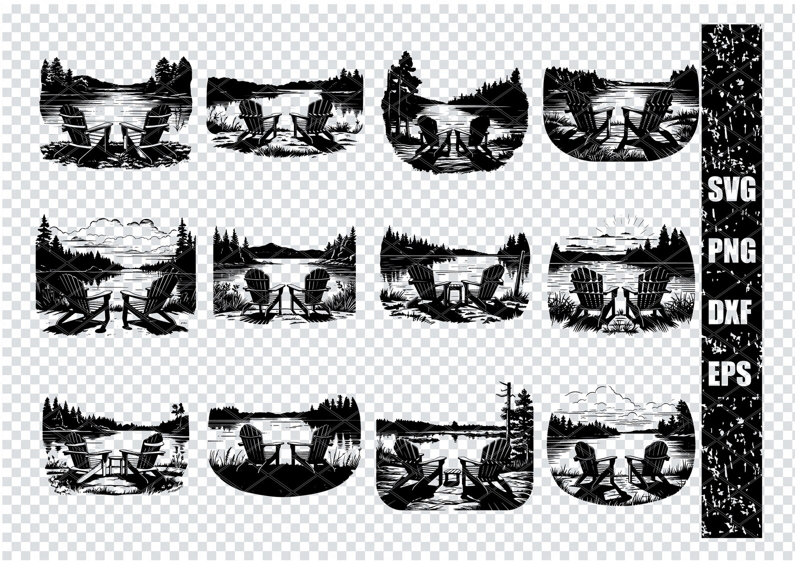 LAKE ADIRONDACK CHAIR Svg, Lake Adirondack Chair Landscape Svg Files ...