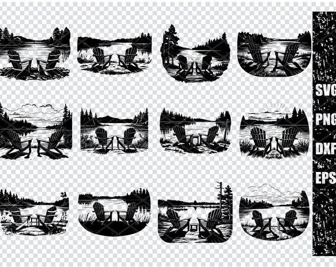 Lake Scene Adirondack Chair SVG, Adirondack Chair SVG Cut Table Design ...