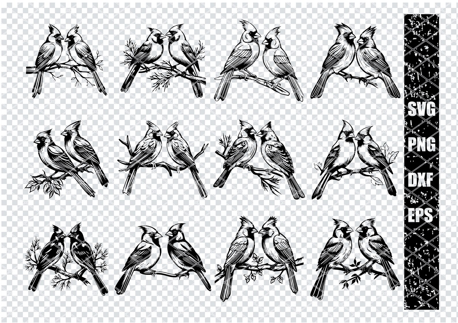 CARDINAL BIRD PAIR Svg, Mating Cardinal Season Svg Files for Cricut ...
