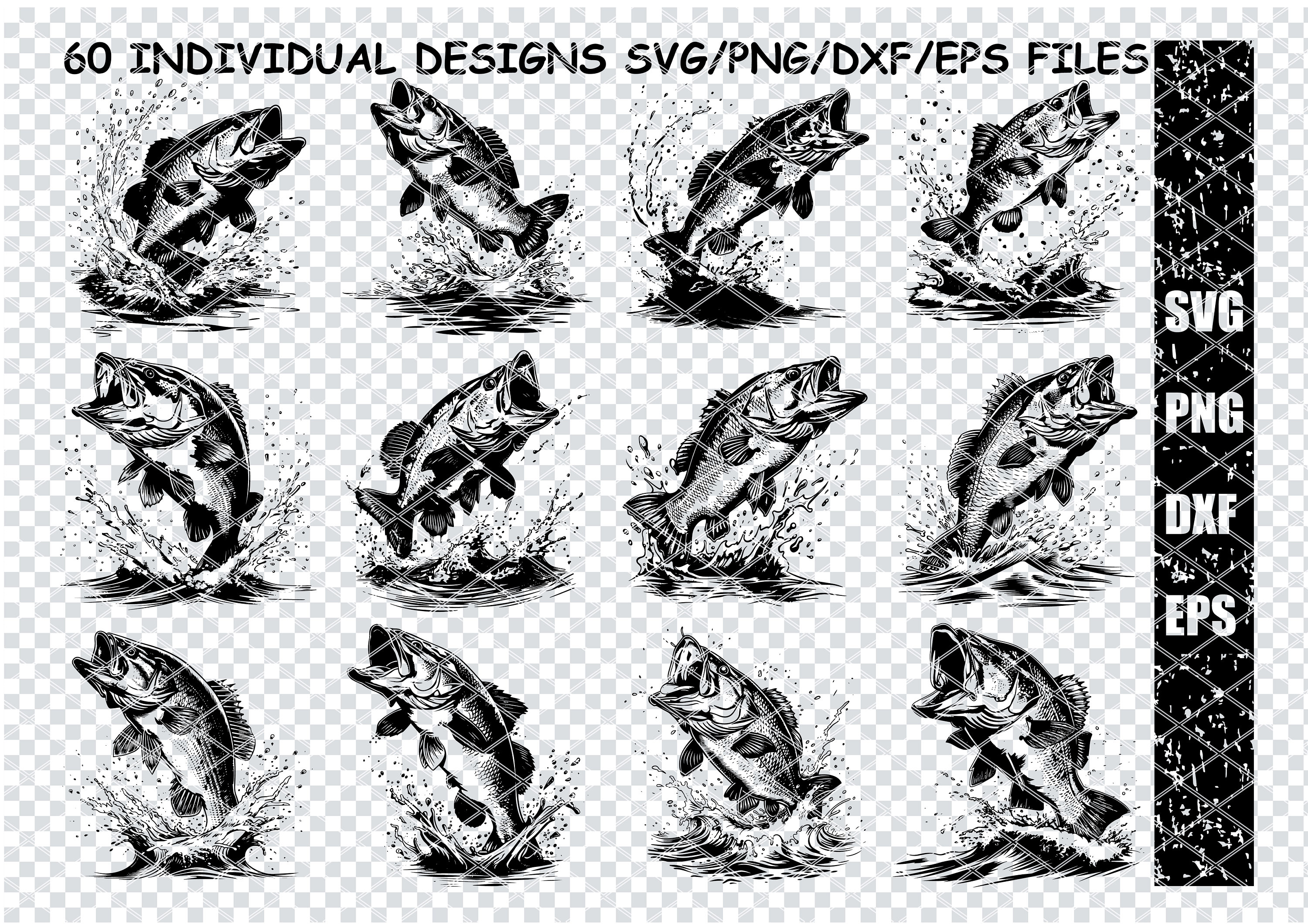LARGEMOUTH BASS FISH Svg, Smallmouth Bass Svg Files for Cricut, Bass ...
