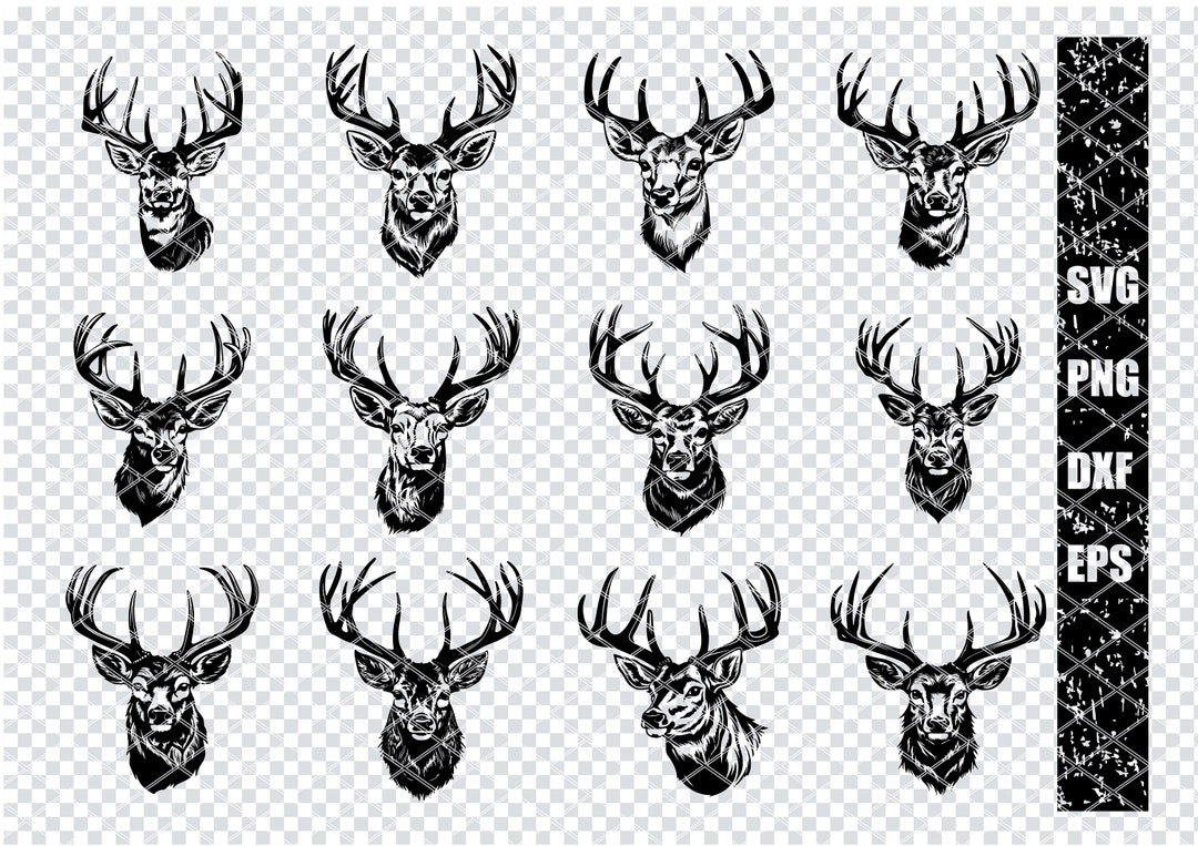DEER HEAD SVG, Deer Buck Head Svg Files for Cricut, Deer Stag Head ...