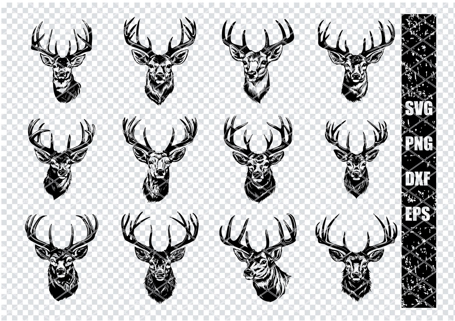 DEER HEAD SVG, Deer Buck Head Svg Files for Cricut, Deer Stag Head ...
