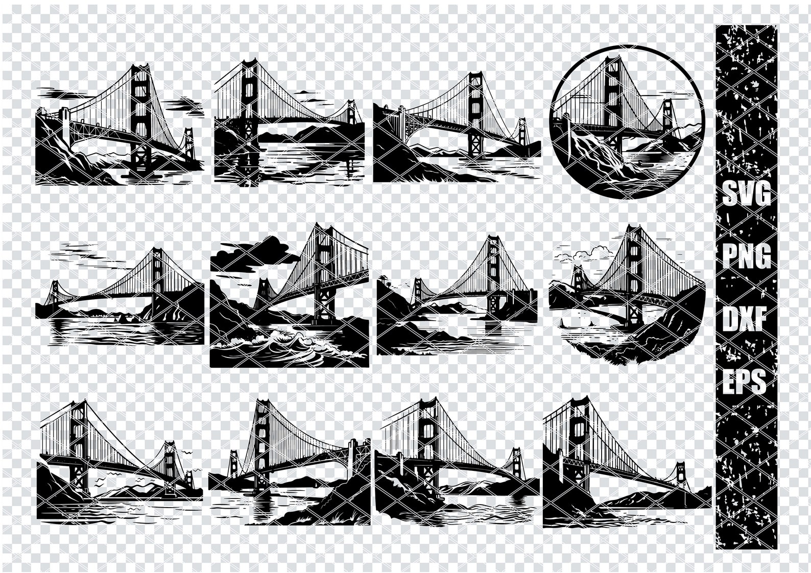 GOLDEN GATE BRIDGE Svg, Golden Gate Strait Svg Files for Cricut, San ...