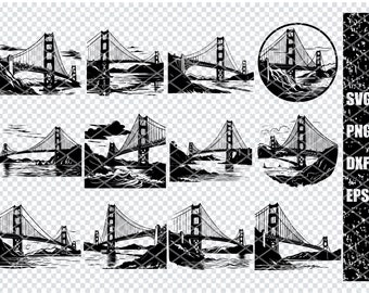GOLDEN GATE BRIDGE Svg, Golden Gate Strait Svg Files for Cricut, San ...