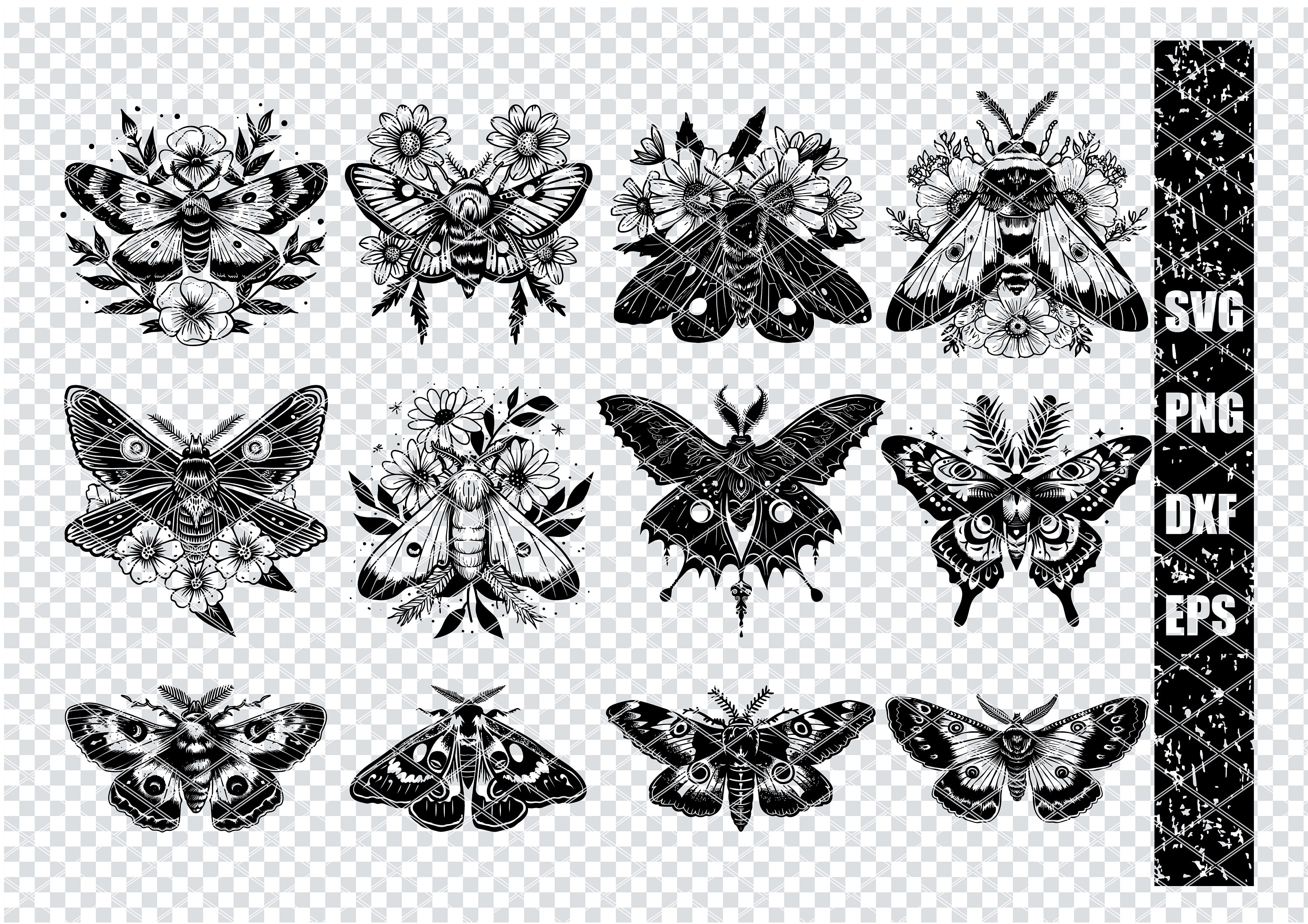 FLORAL MOTH SVG, Floral Moth Svg Files for Cricut, Floral Moth Clipart ...
