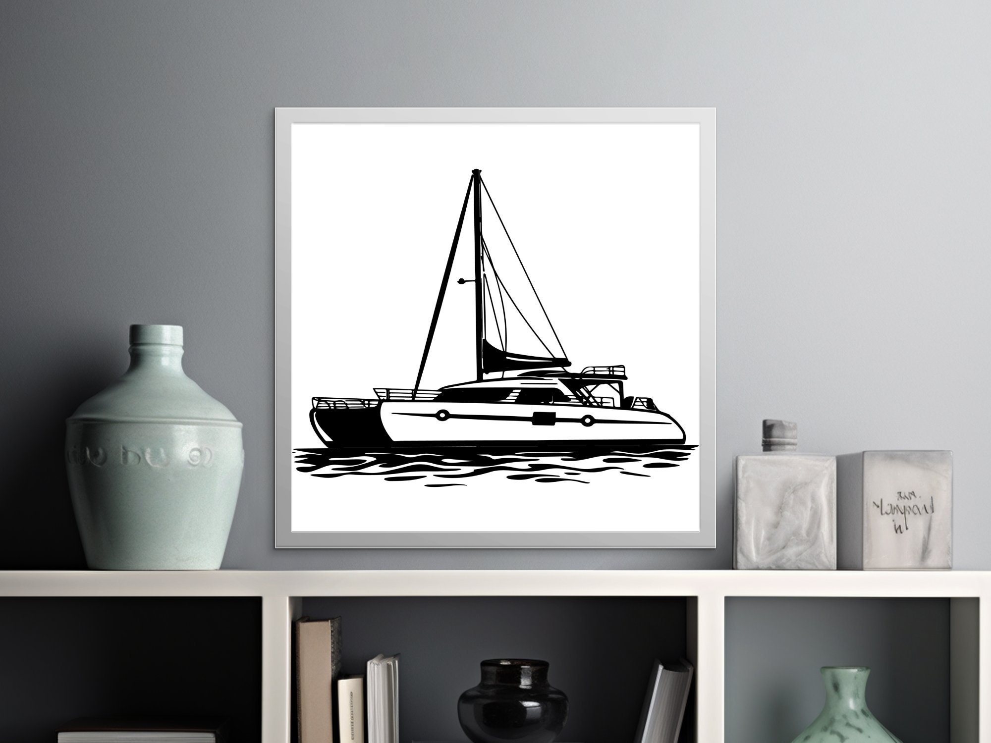 CATAMARAN TWIN HULL Boat Svg, Double Sailboat Svg Files for Cricut ...