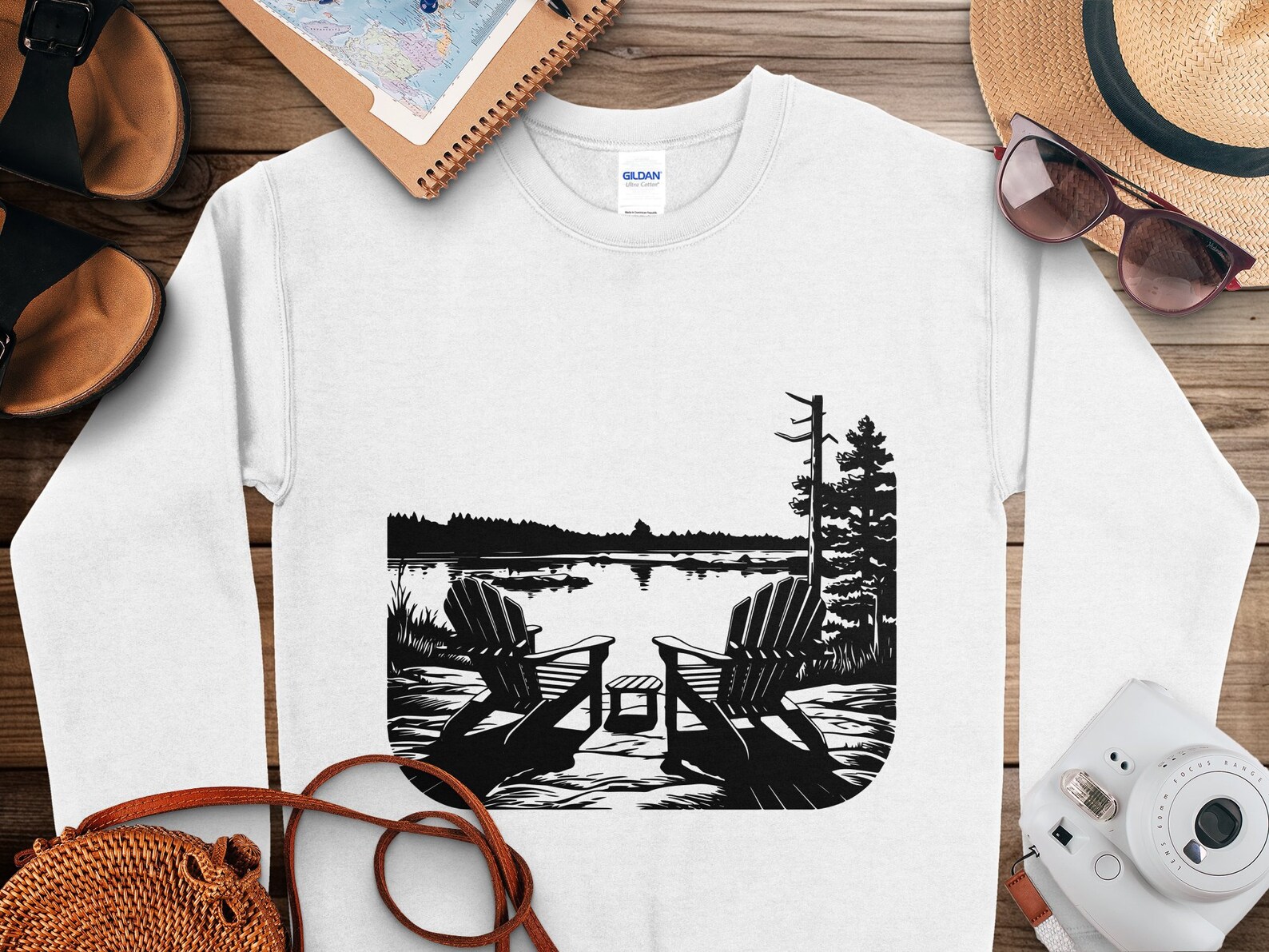 LAKE ADIRONDACK CHAIR Svg, Lake Adirondack Chair Landscape Svg Files ...