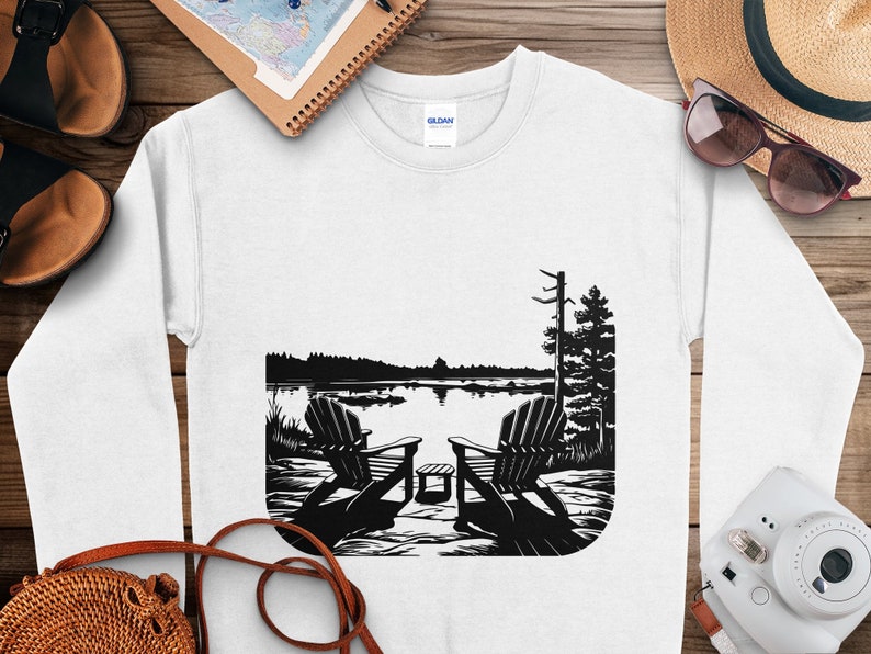 LAKE ADIRONDACK CHAIR Svg, Lake Adirondack Chair Landscape Svg Files ...