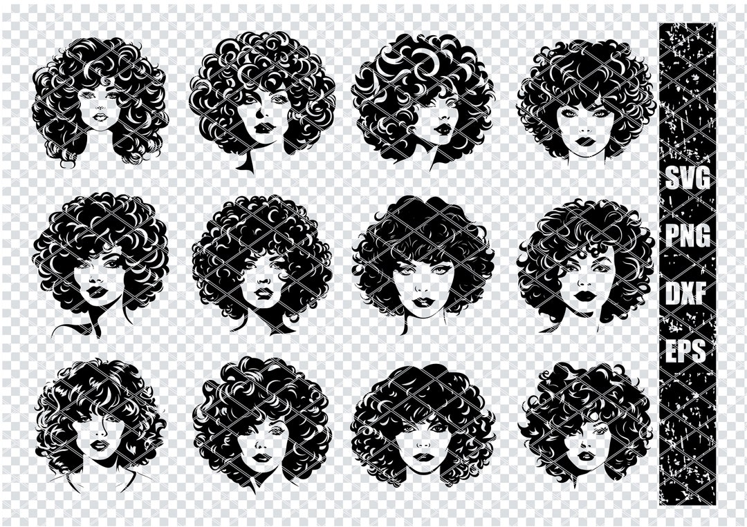 CURLY HAIRED WOMAN Svg, Curly Wavy Locks Svg Files for Cricut, Curly ...