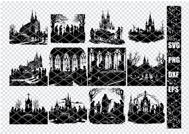 MEDIEVAL FUNERAL SVG, Gothic Burial Svg Files for Cricut, Cemetery ...