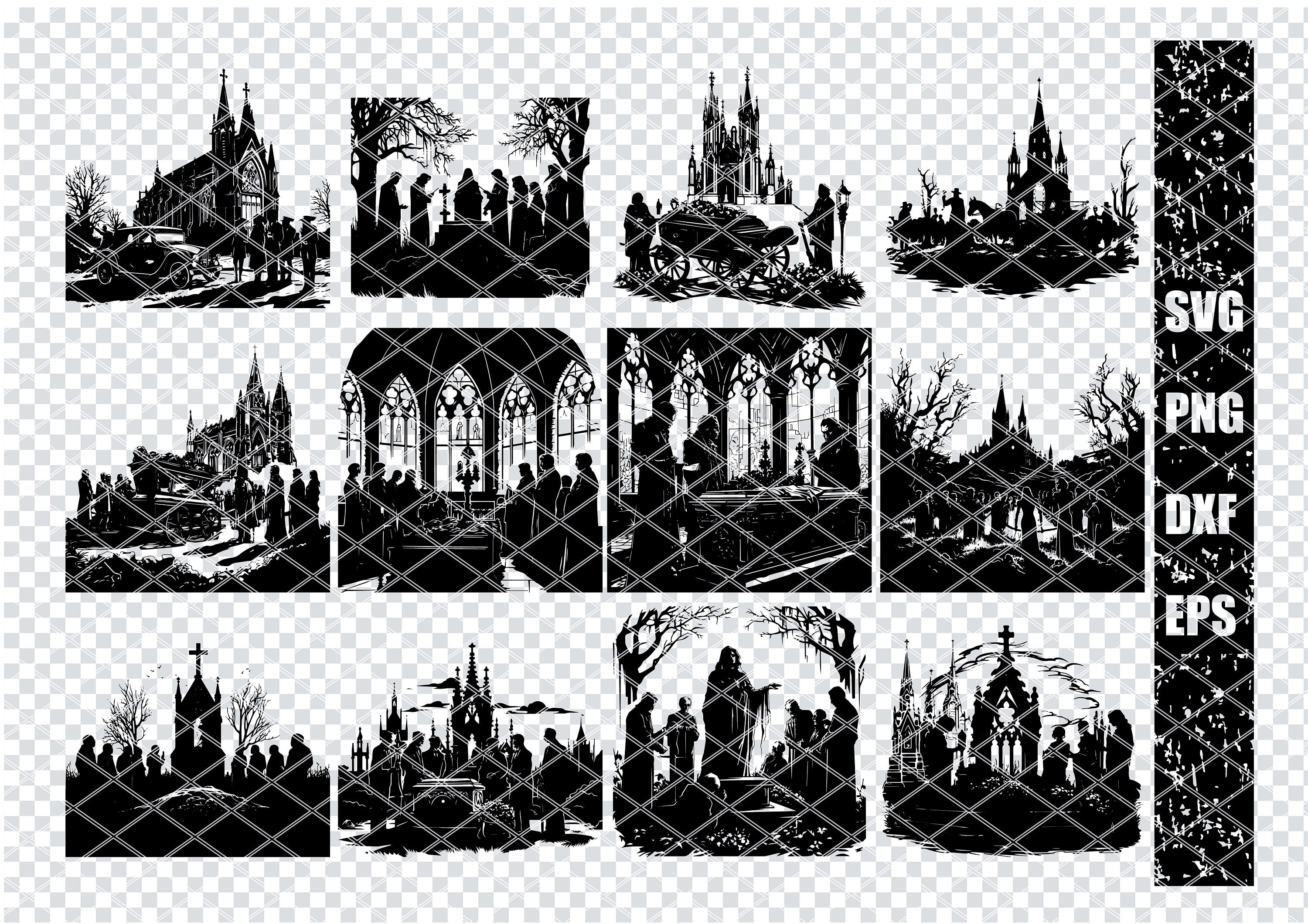 MEDIEVAL FUNERAL SVG, Gothic Burial Svg Files for Cricut, Cemetery ...