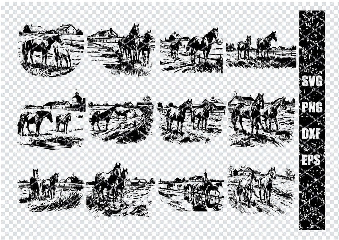 HORSE FARM SVG, Horse Ranch Svg Files for Cricut, Horse Stable Clipart ...