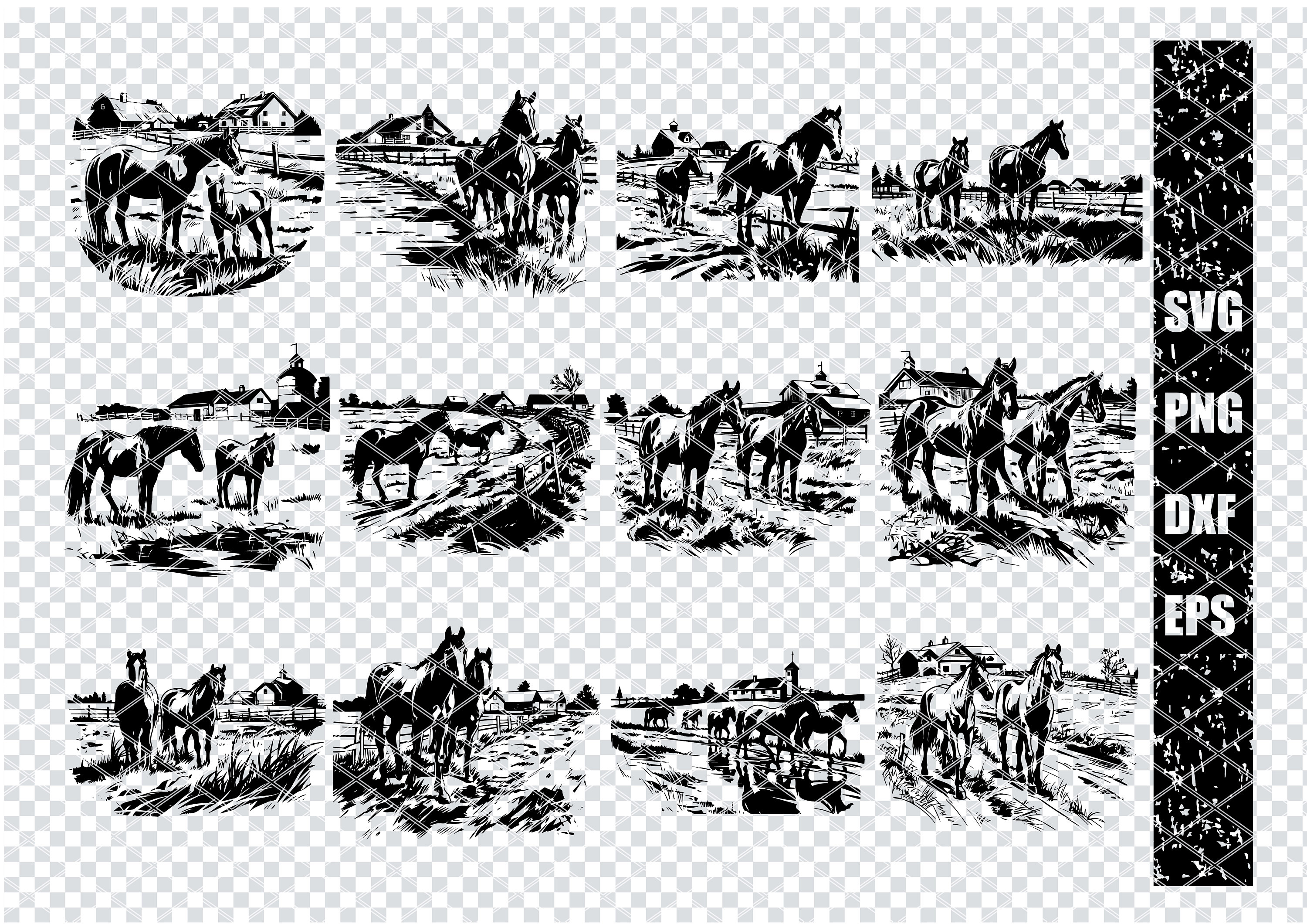 HORSE FARM SVG, Horse Ranch Svg Files for Cricut, Horse Stable Clipart ...