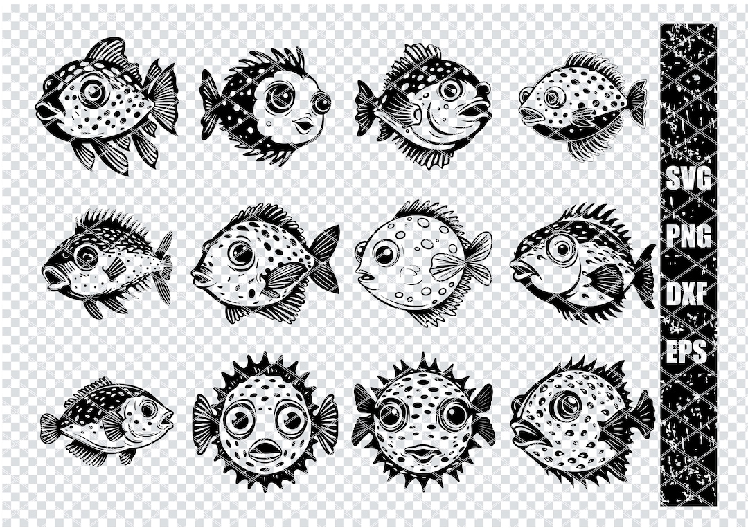 PUFFERFISH SVG, BLOWFISH Svg Files for Cricut, Balloon Fish Clipart ...