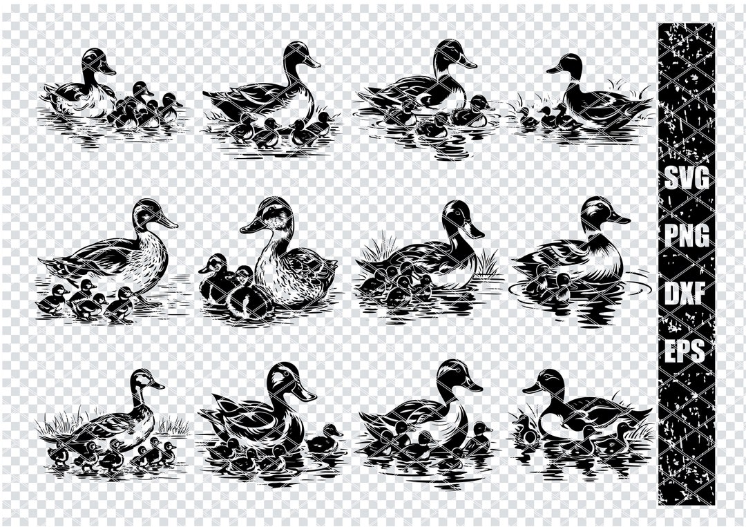 MOTHER DUCK With DUCKLINGS Svg, Duck With Ducklings Svg Files for ...