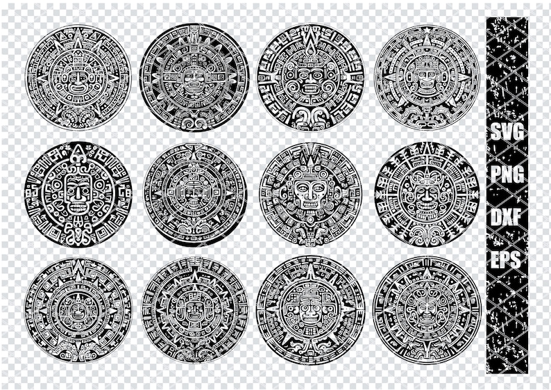 MAYAN CALENDAR SVG, Maya Glyph Svg Files for Cricut, Mesoamerican ...