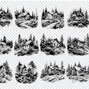 RUSTIC LOG CABIN Svg, Rustic Forest House Svg Files for Cricut ...