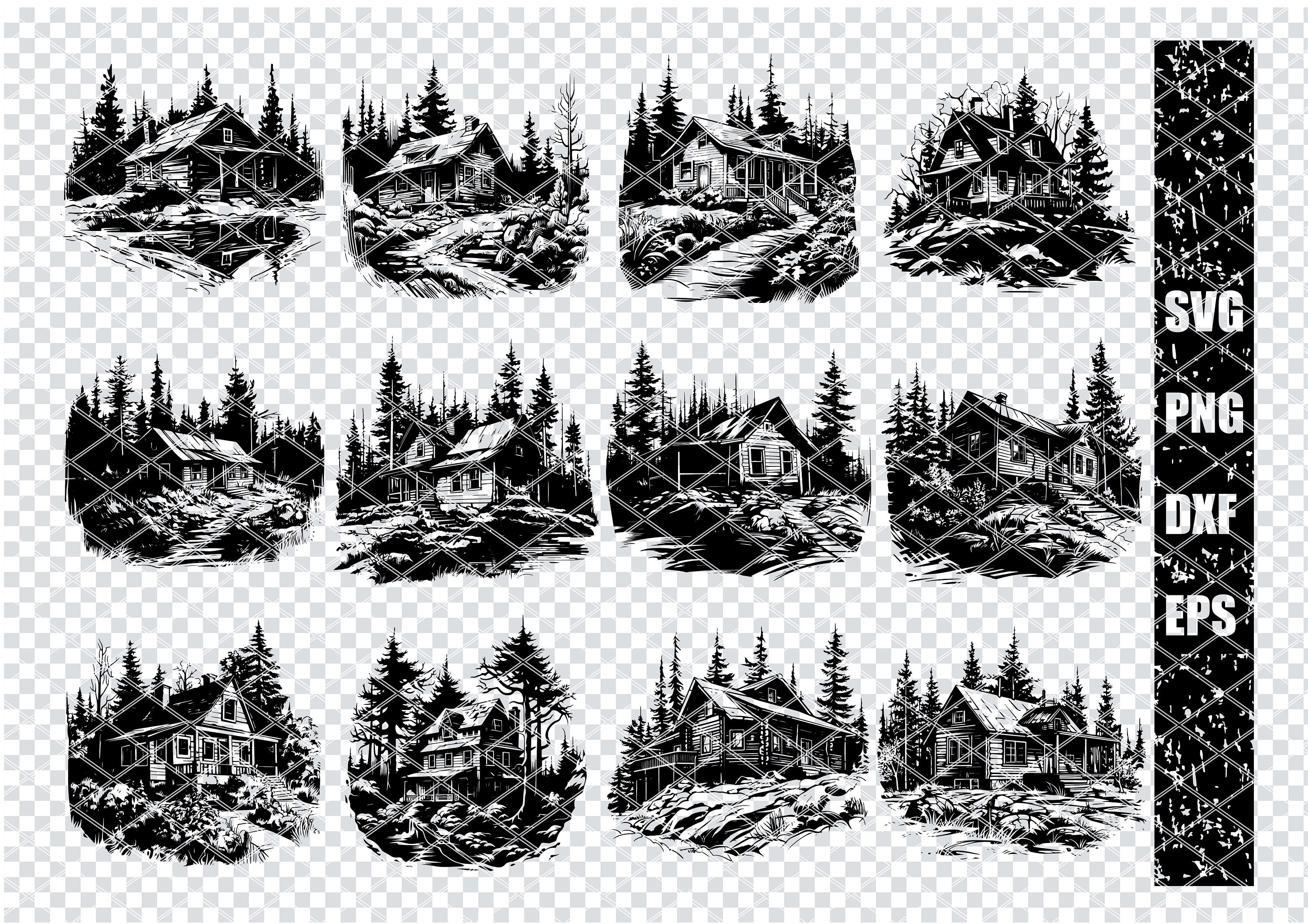 RUSTIC LOG CABIN Svg, Rustic Forest House Svg Files for Cricut ...