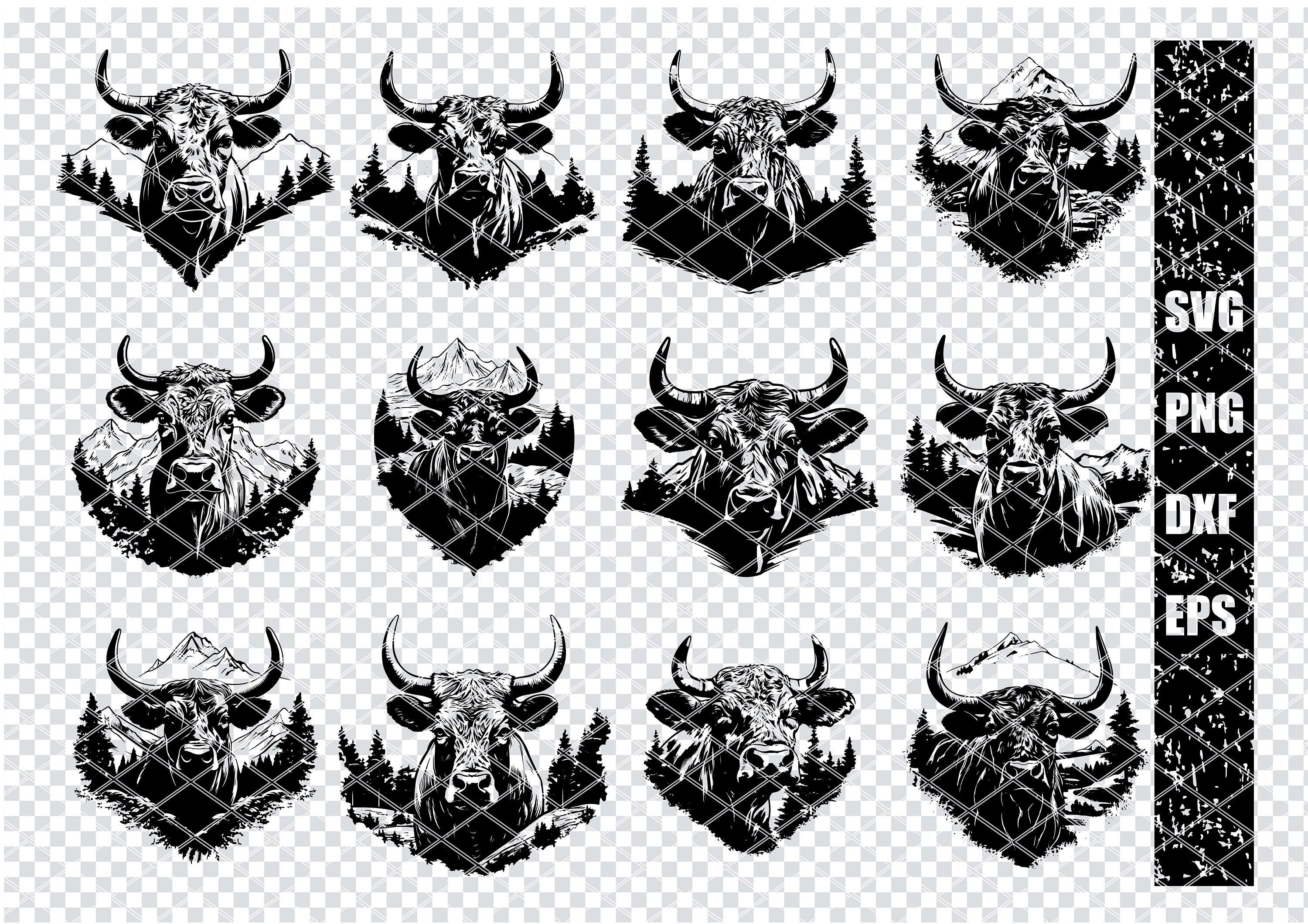 CATTLE HEAD SVG, Bovine Bull Head Svg Files for Cricut, Ox Heifer Cow ...