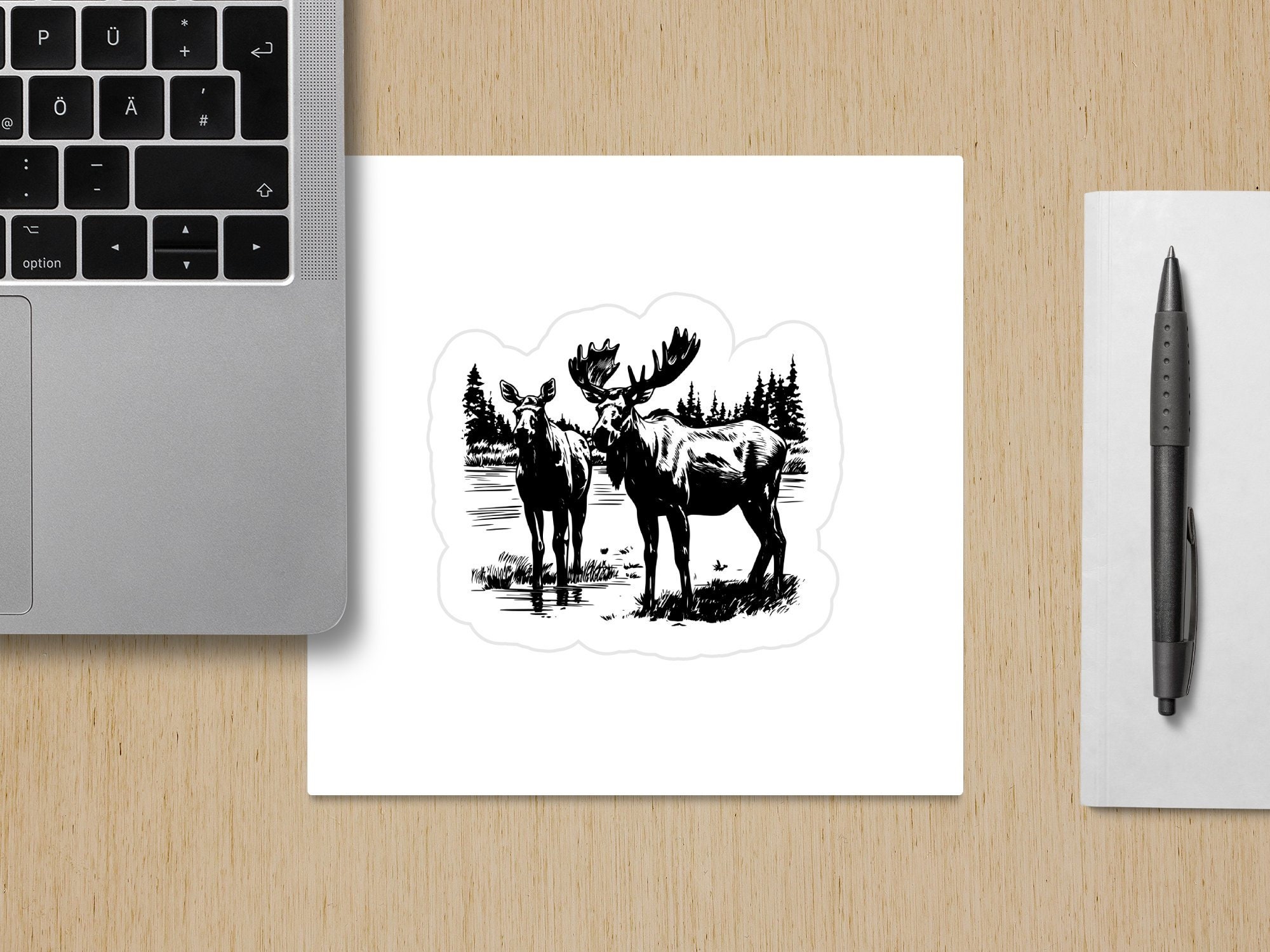 Wild Moose Couple Svg, Wild Moose Bull Lake Svg Files for Cricut, Moose ...
