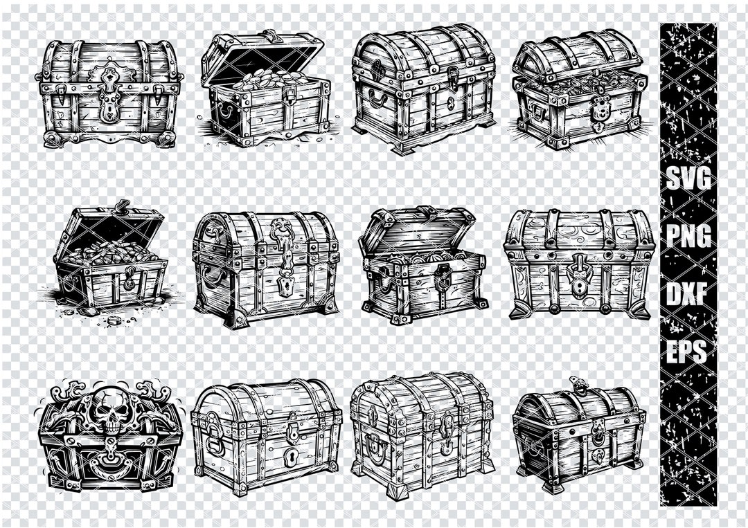 PIRATE TREASURE CHEST Svg, Antique Wooden Treasure Chest Svg Files for ...