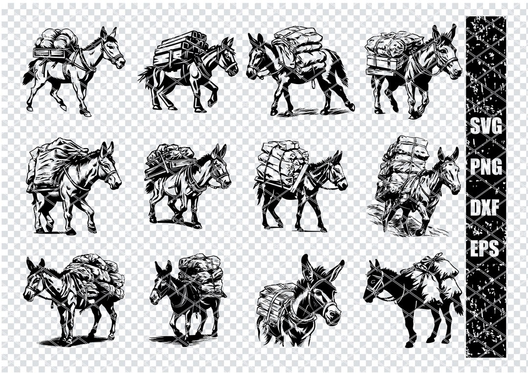 DONKEY With LOAD SVG, Donkey With Load Svg Files for Cricut, Working ...